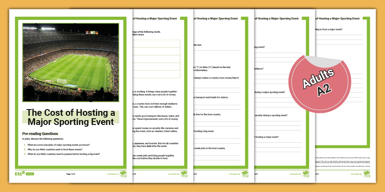 ESL The Cost of Hosting a Major Sporting Event [Adults, A2]