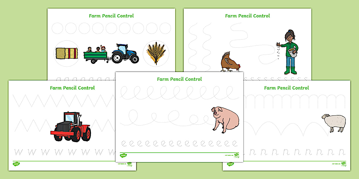 On the Farm Pencil Control Worksheet / Worksheets - Twinkl
