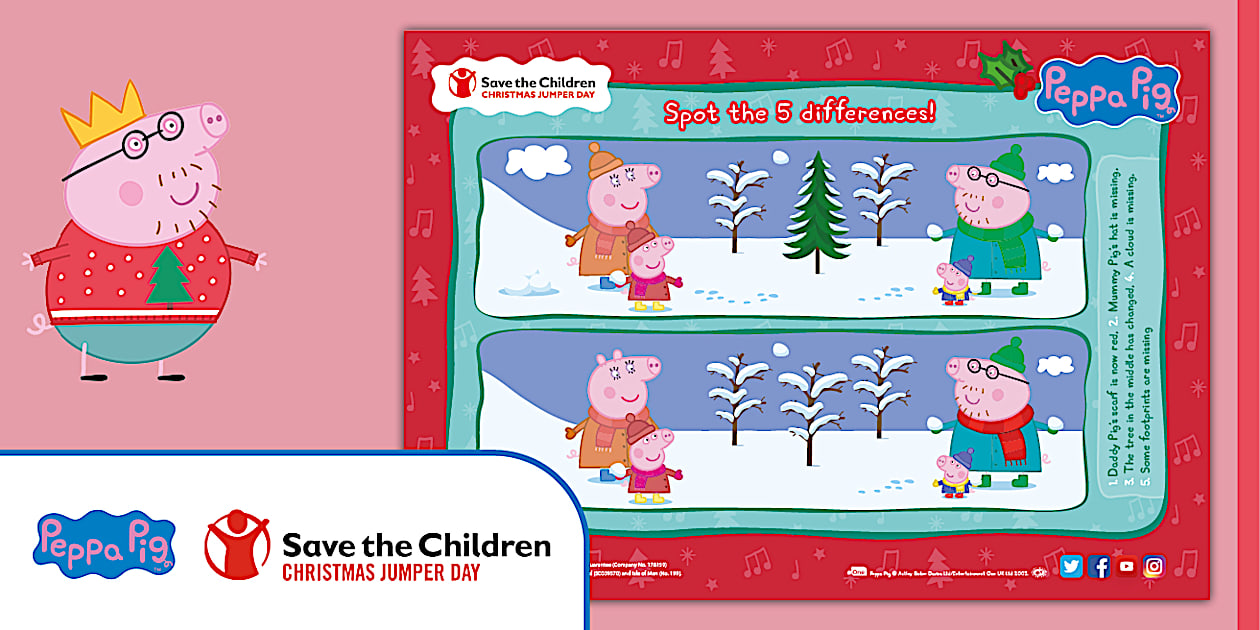 FREE! - Spot the Difference Peppa Pig Activity Christmas Jumper Day