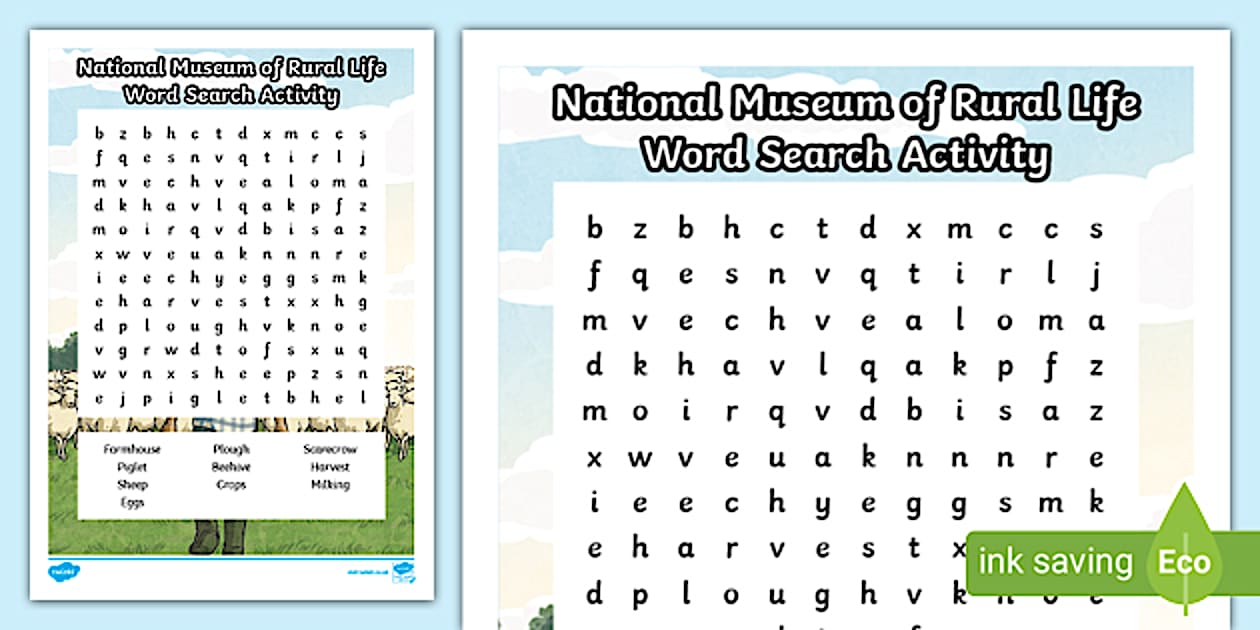 National Museum of Rural Life Word Search | Twinkl - Twinkl