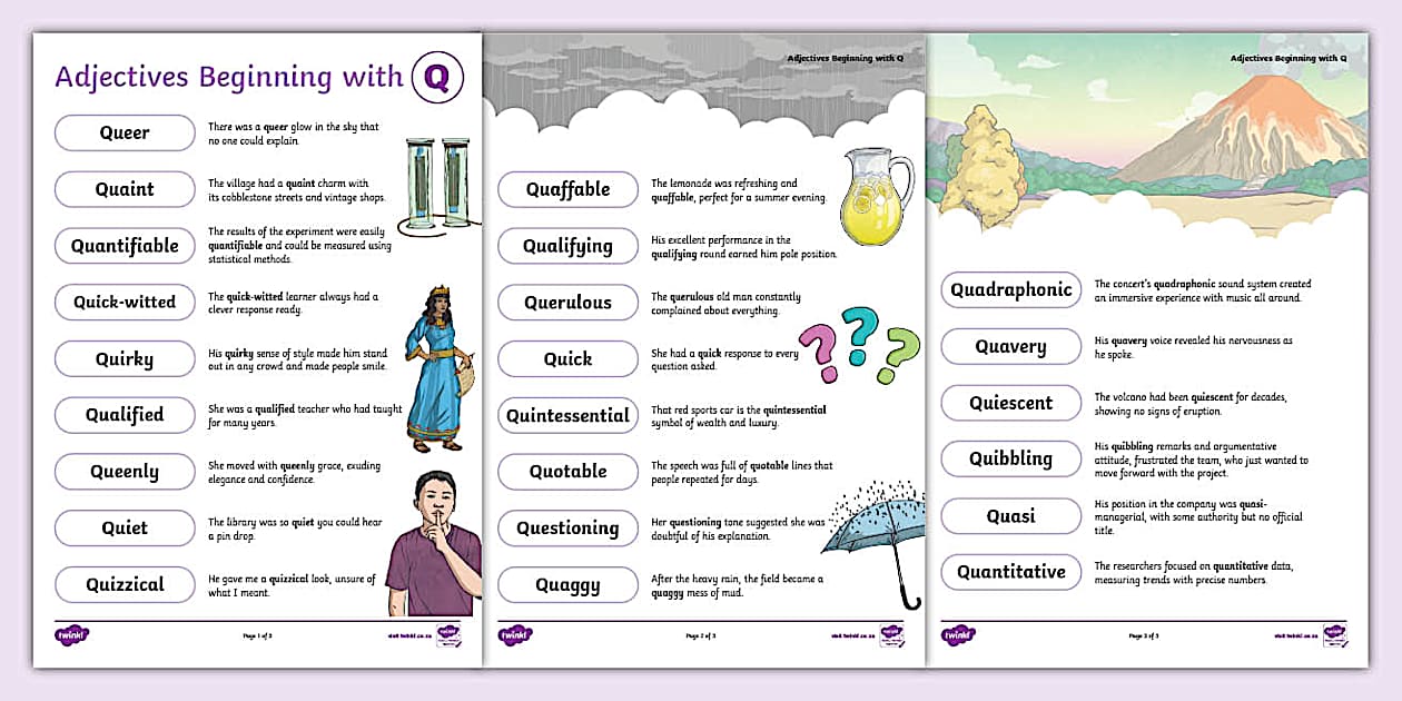 Adjectives Beginning With Q Guide (teacher made) - Twinkl