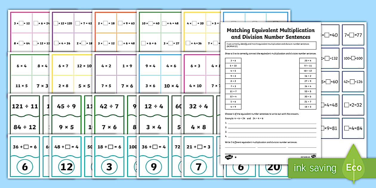 Equivalent Multiplication and Division Number Sentences Resource Pack