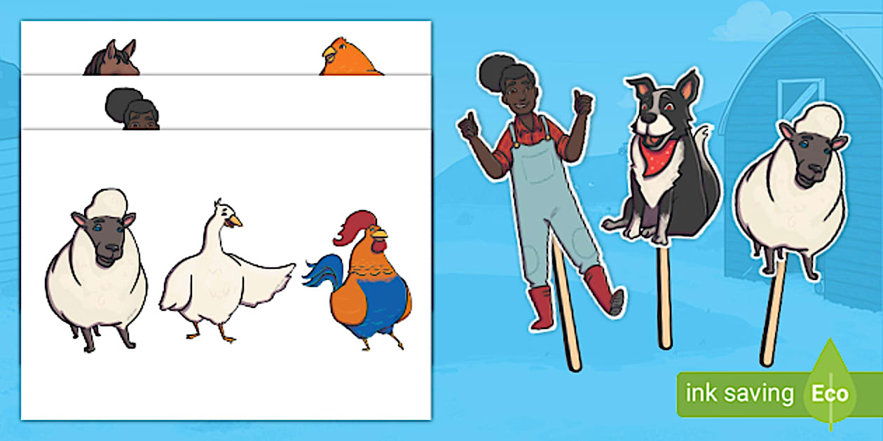 Bumble Farm Stick Puppets (Hecho por educadores) - Twinkl