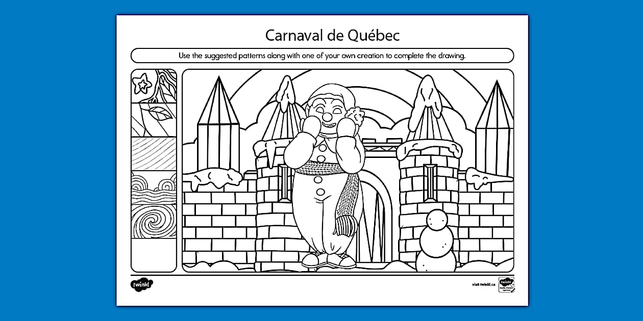 * NEW * Carnaval de Québec Colour with Patterns Activity