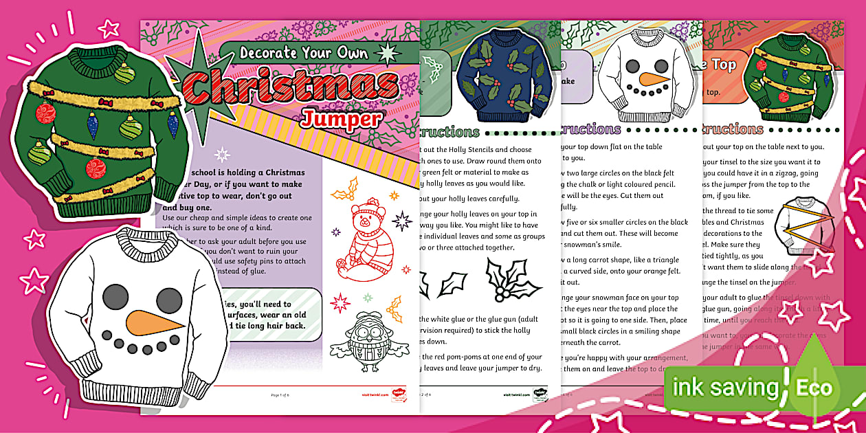 Decorate Your Own Christmas Jumper (Ages 5 - 7) - Twinkl