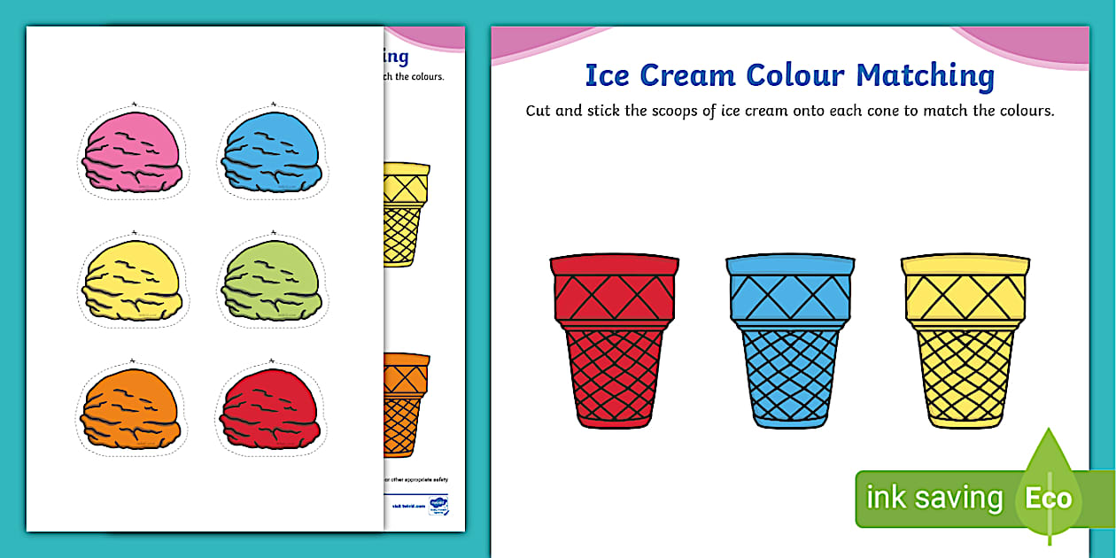 Ice Cream Colour Matching Activity Cut-Outs - Twinkl