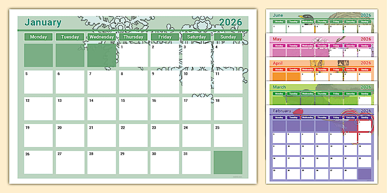 Early Years Calendar Template - 2023 (teacher made) - Twinkl