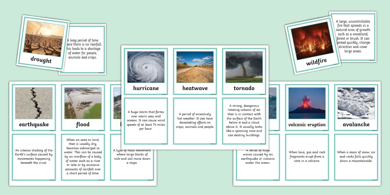 Natural Disasters List | Matching Cards | Geography | KS2