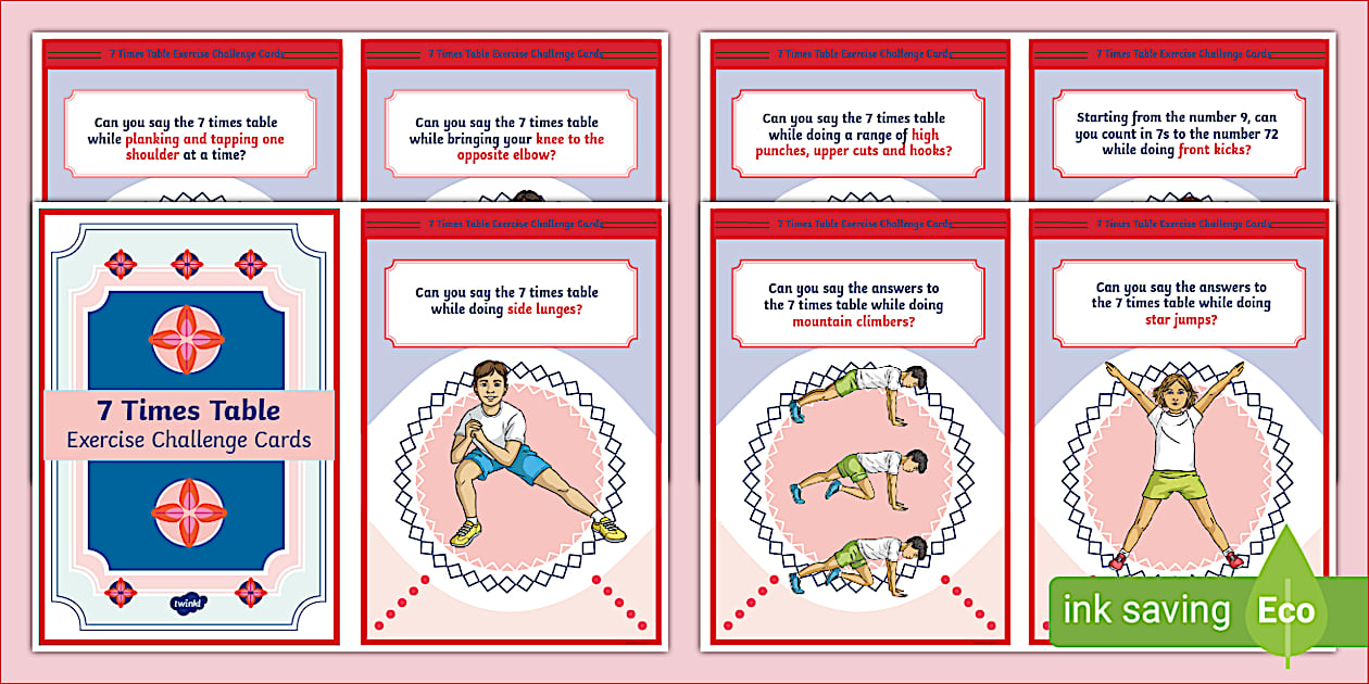 7 Times Table Game - Exercise Challenge Cards (teacher made)