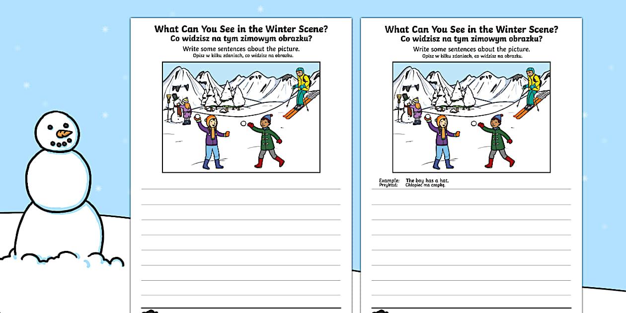 Winter Scene Writing Stimulus Picture Polish/English - Winter Scene Writing