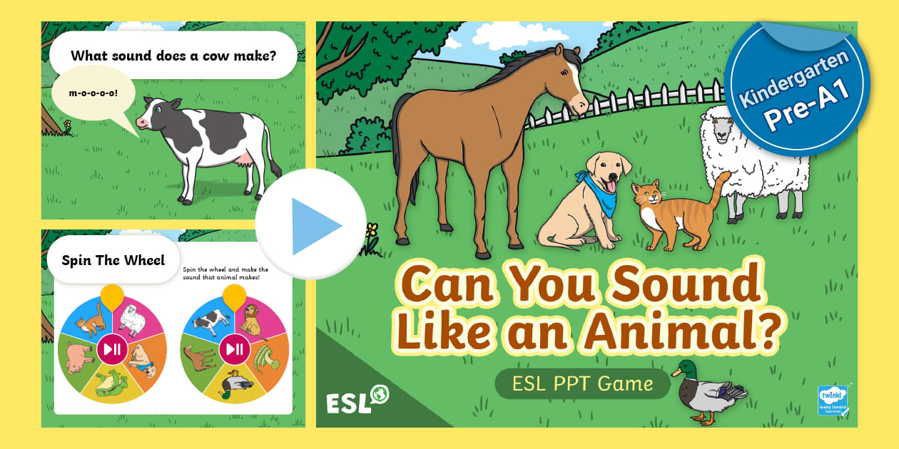 Animal Sounds PPT Game for ESL {Kindergarten} (teacher made)