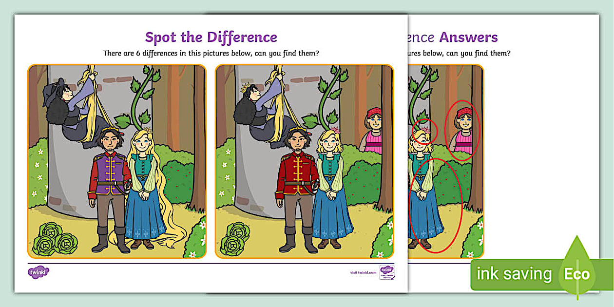 Rapunzel Storyboard Spot the Difference Activity - difference