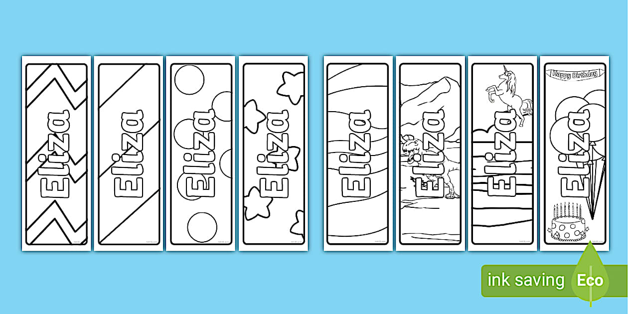 Eliza Name Simple Colouring Bookmarks (Teacher-Made)