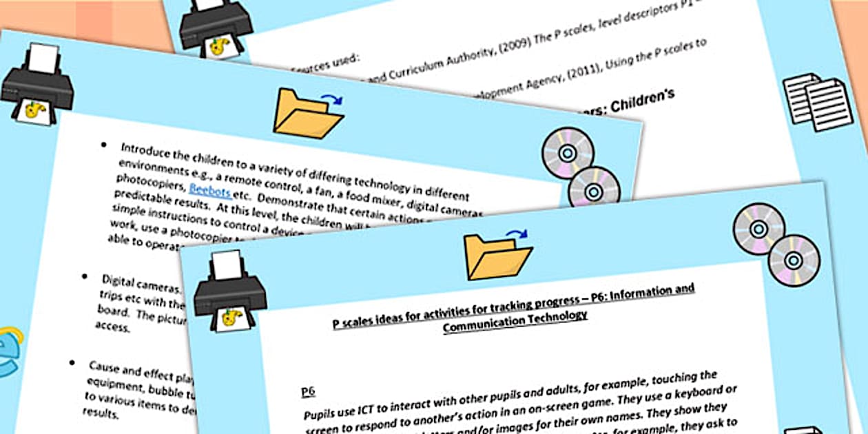 Black and White P Scales Ideas for Activities for Tracking Progress P6 ICT