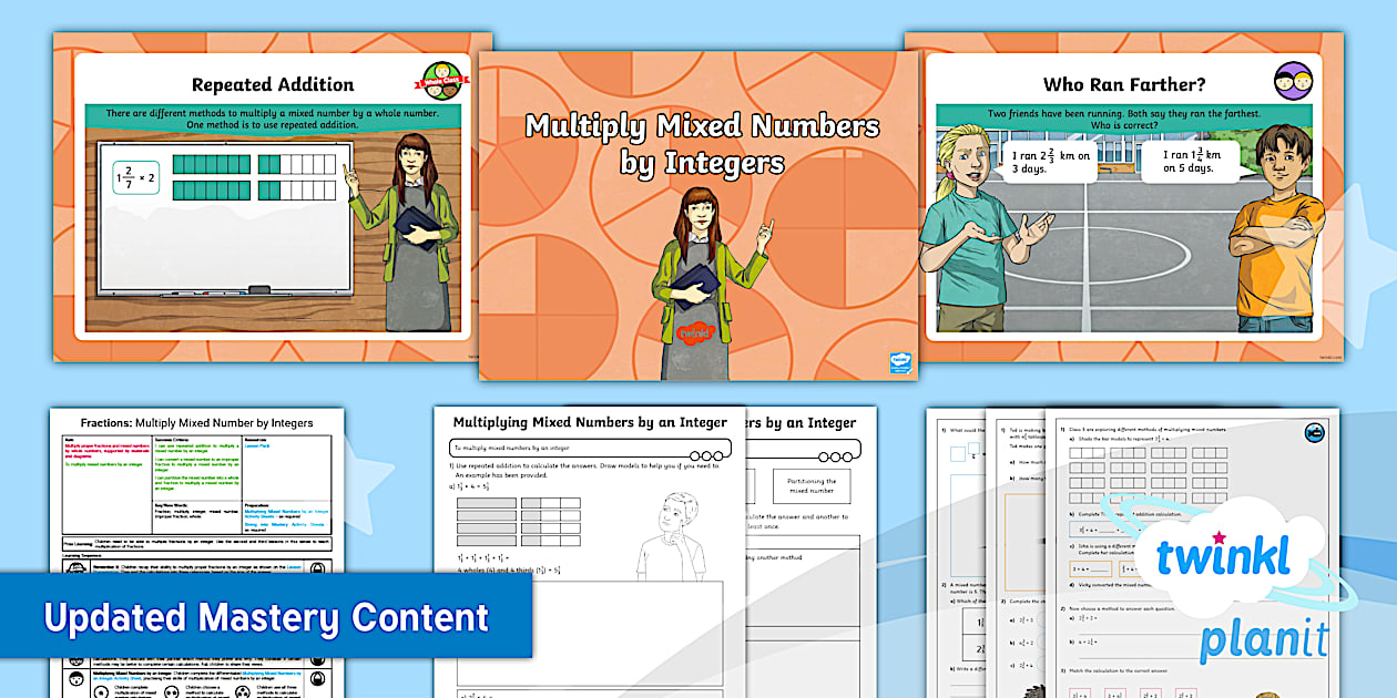 👉 Y5 Multiply Mixed Numbers by Integers PlanIt Maths Lesson 4