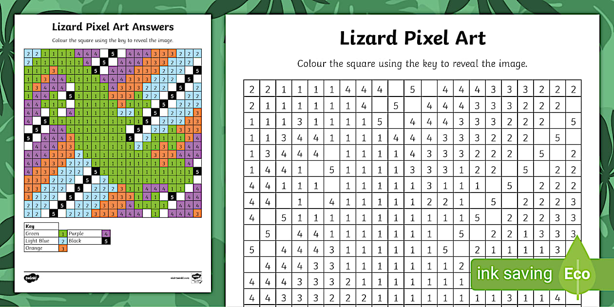 Lovely Lizard Pixel Art Template | Twinkl | Pixel Art | KS1