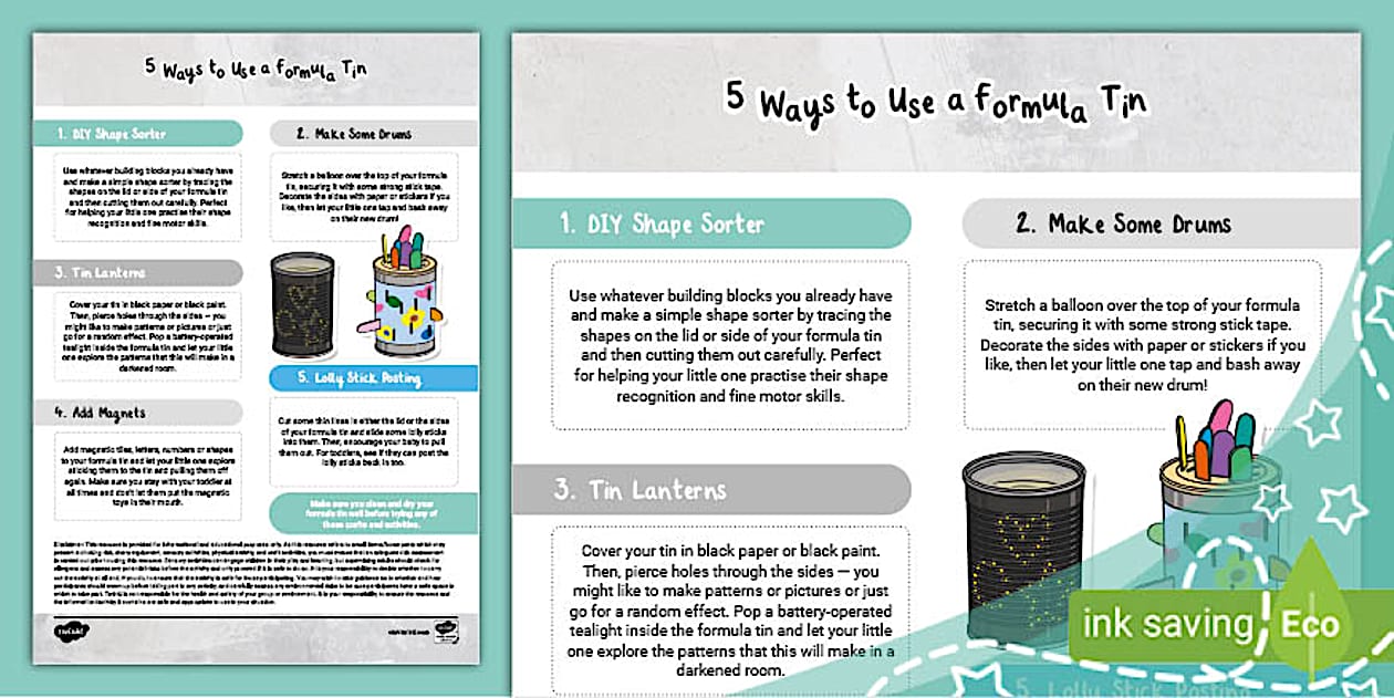 5 Ways to Use a Formula Tin (teacher made) - Twinkl