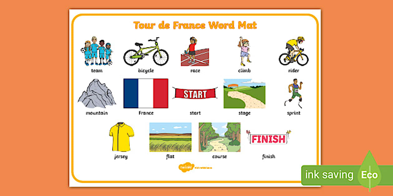 Cursive Tour de France Word Mat (teacher made) - Twinkl