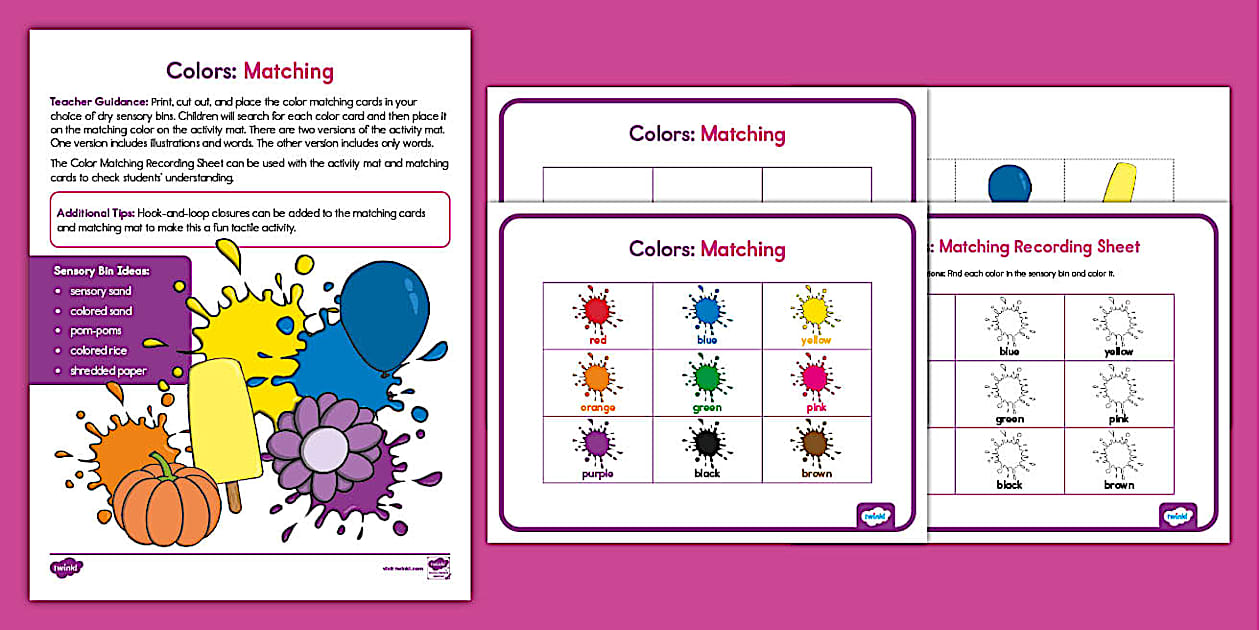 Colors Sensory Bin Differentiated Matching Activity Mats