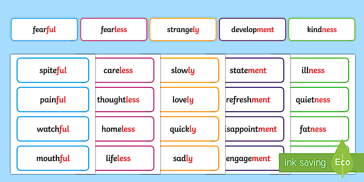 Editable Suffix Word Cards (professor feito) - Twinkl