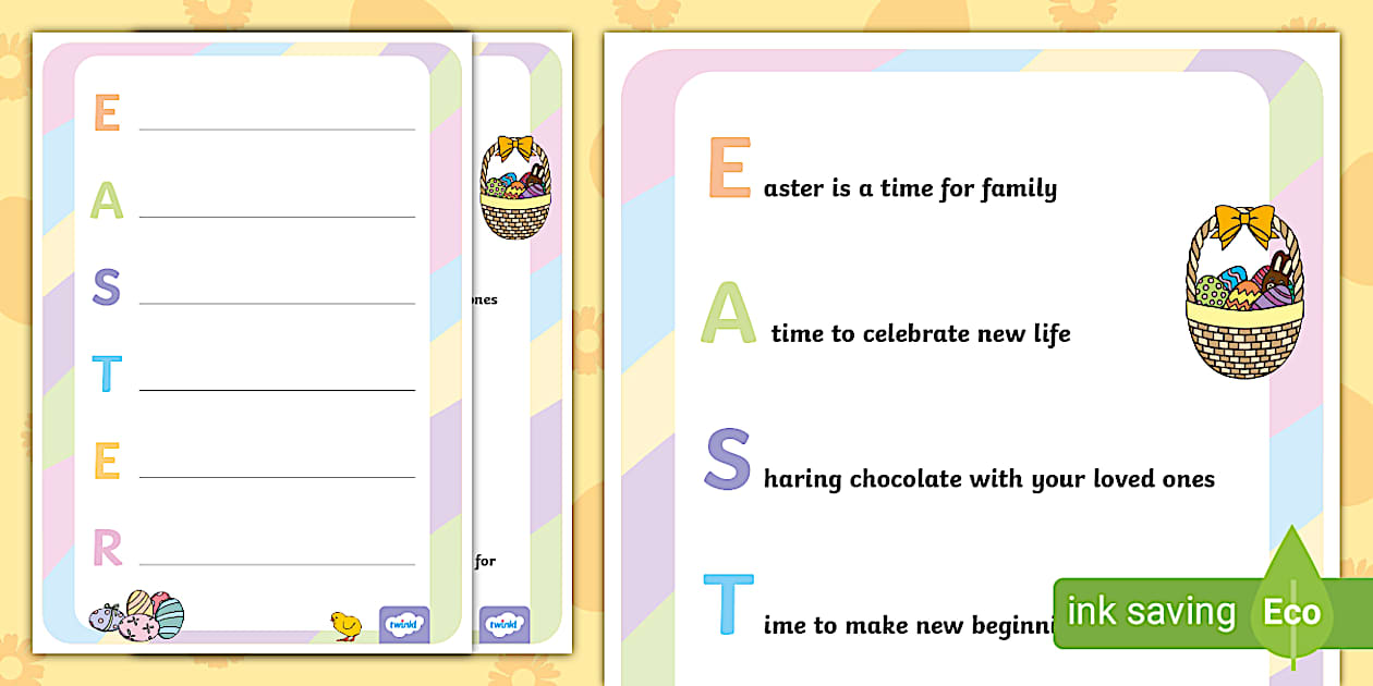 Easter Acrostic Poem Example - Twinkl