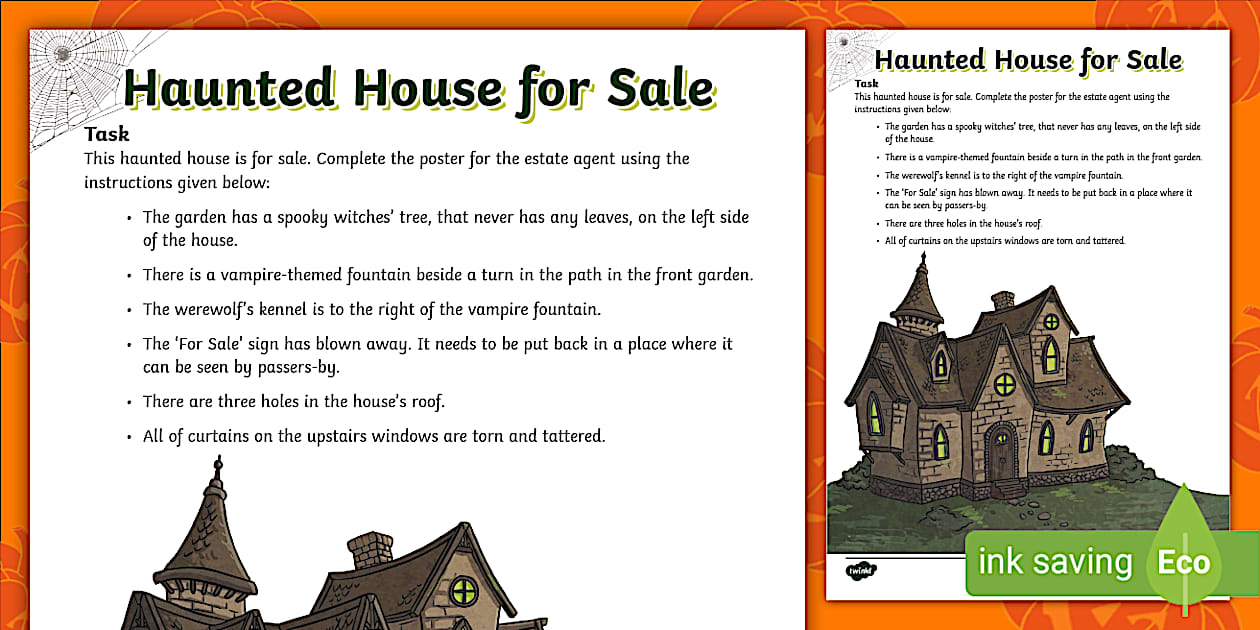 Haunted House for Sale Task (teacher made) - Twinkl