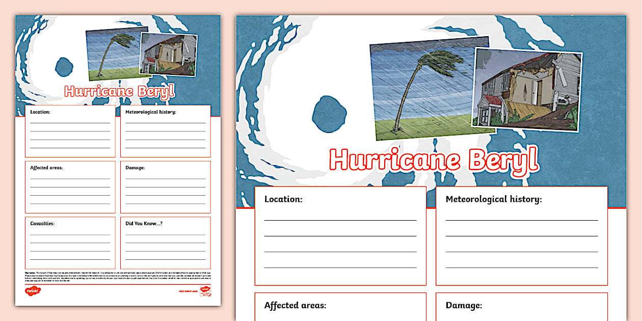 Hurricane Beryl Fact File Template (teacher made) - Twinkl