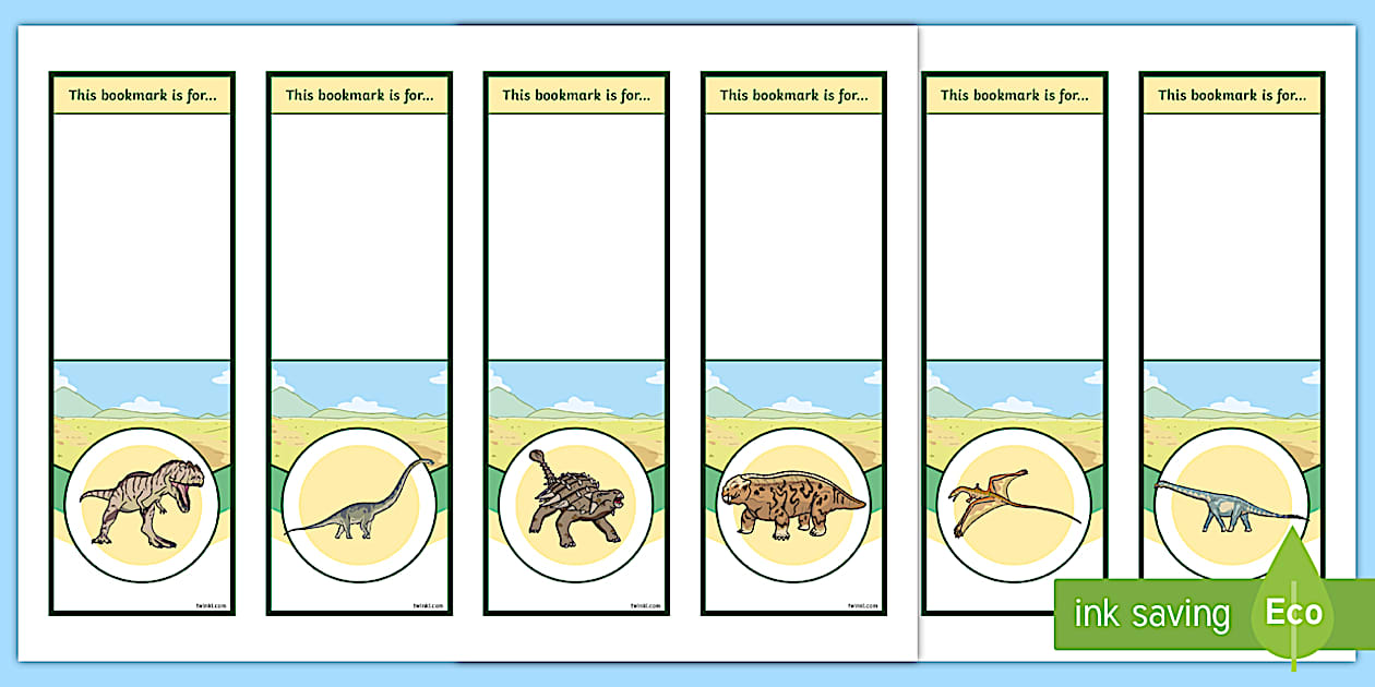 Black and White Editable Dinosaurs Bookmarks (teacher made)