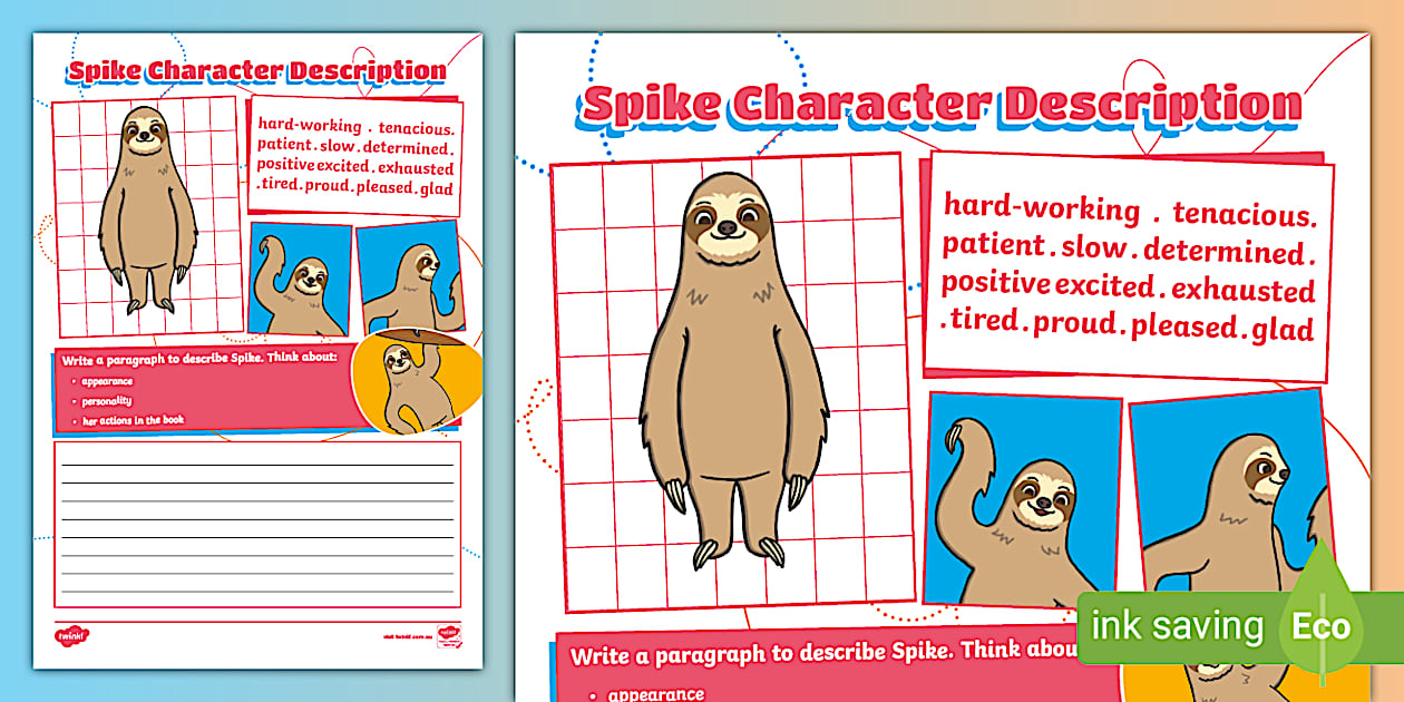 Character Description Activity to Support Teaching on ‘The Speedy Sloth’