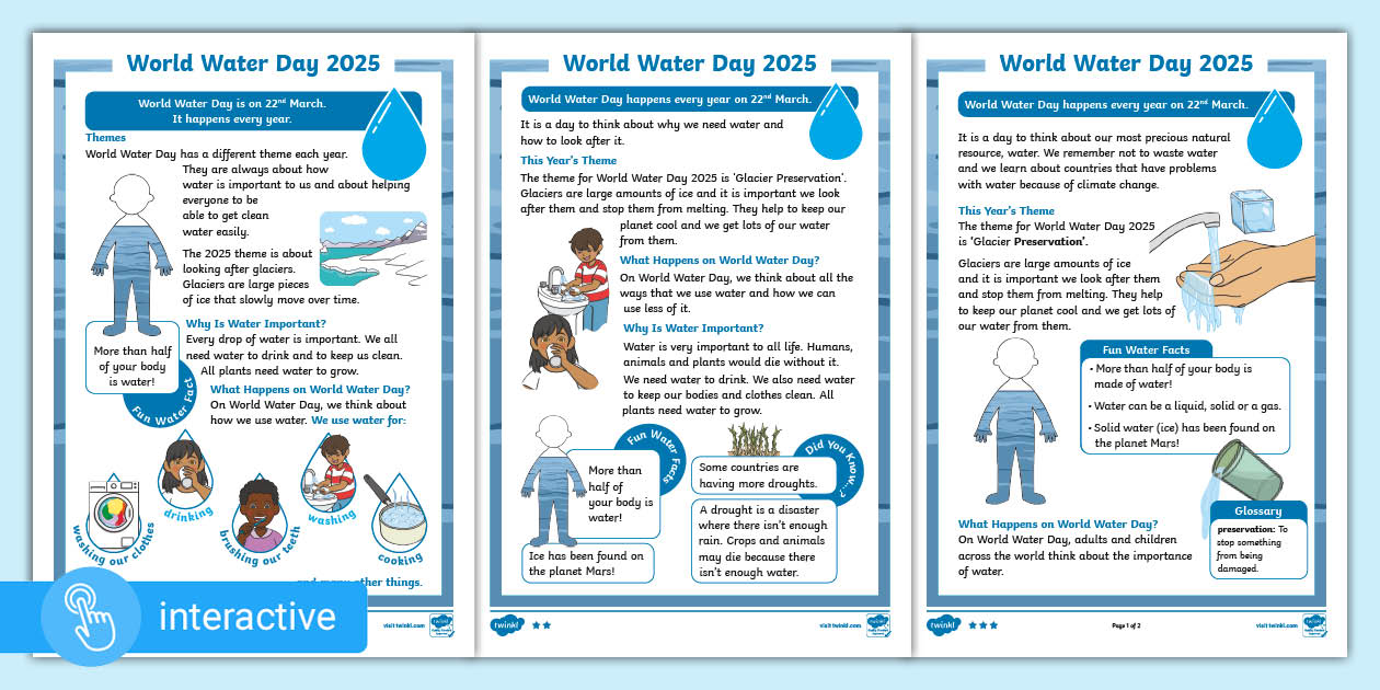 KS1 World Water Day Differentiated Reading Comprehension Activity