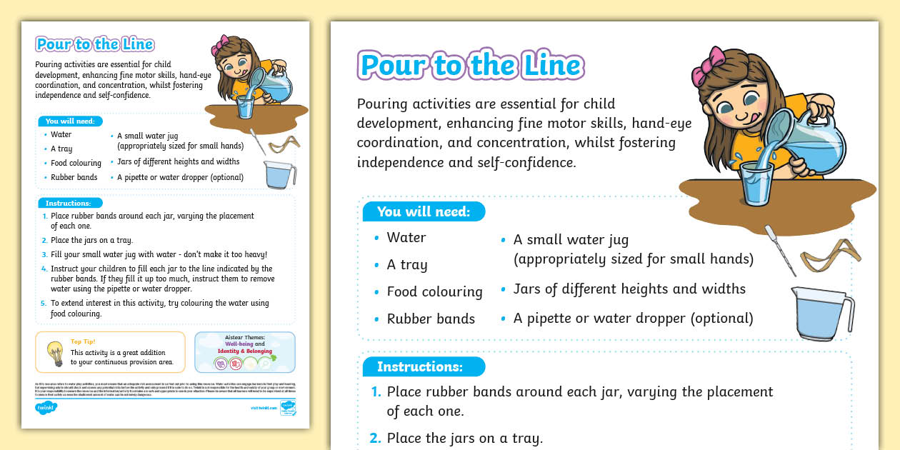 Pour to the Line Activity (teacher made) - Twinkl
