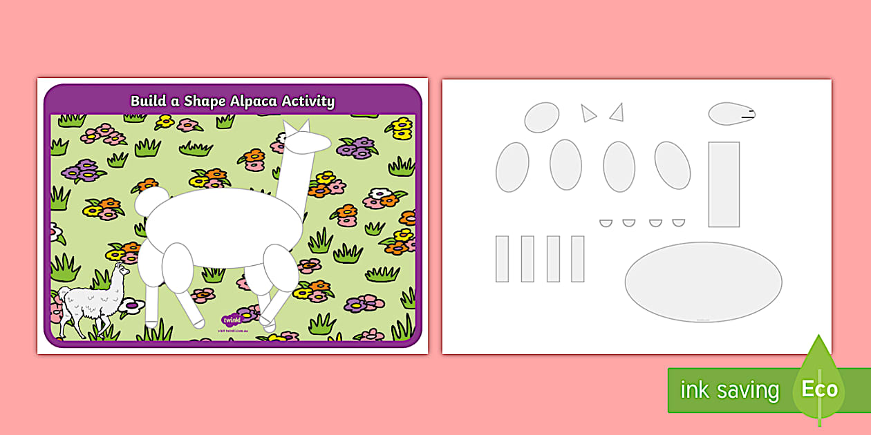 Build a Shape Alpaca Template Activity (teacher made)