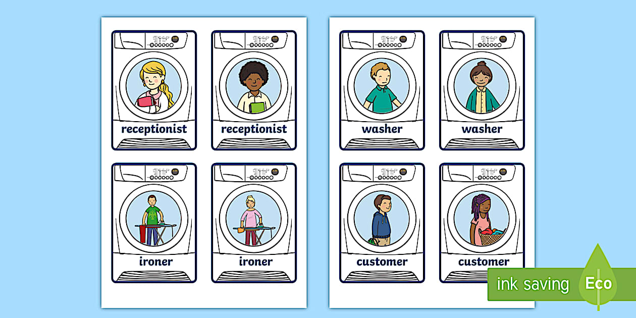 Laundrette Role Play Job Cards (teacher made) - Twinkl