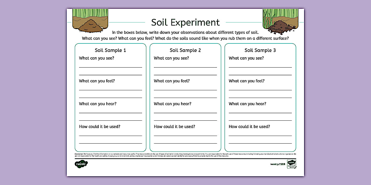 Soil Experiment Worksheet (teacher made) - Twinkl