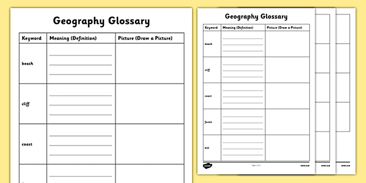 Physical Geography Glossary Activity (teacher made) - Twinkl