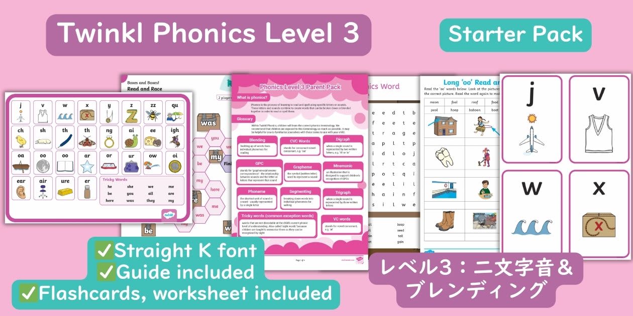 Twinkl Phonics Level 3 Starter Pack for Japan ESL teachers
