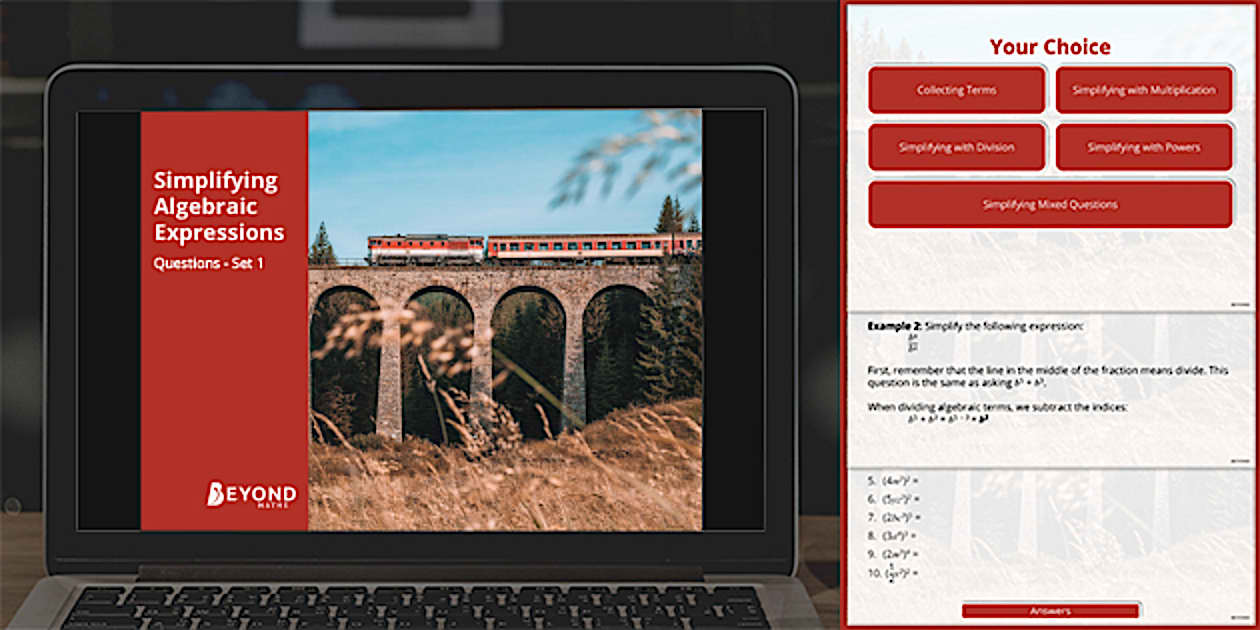 👉 Simplifying Algebraic Expressions PowerPoint | Beyond