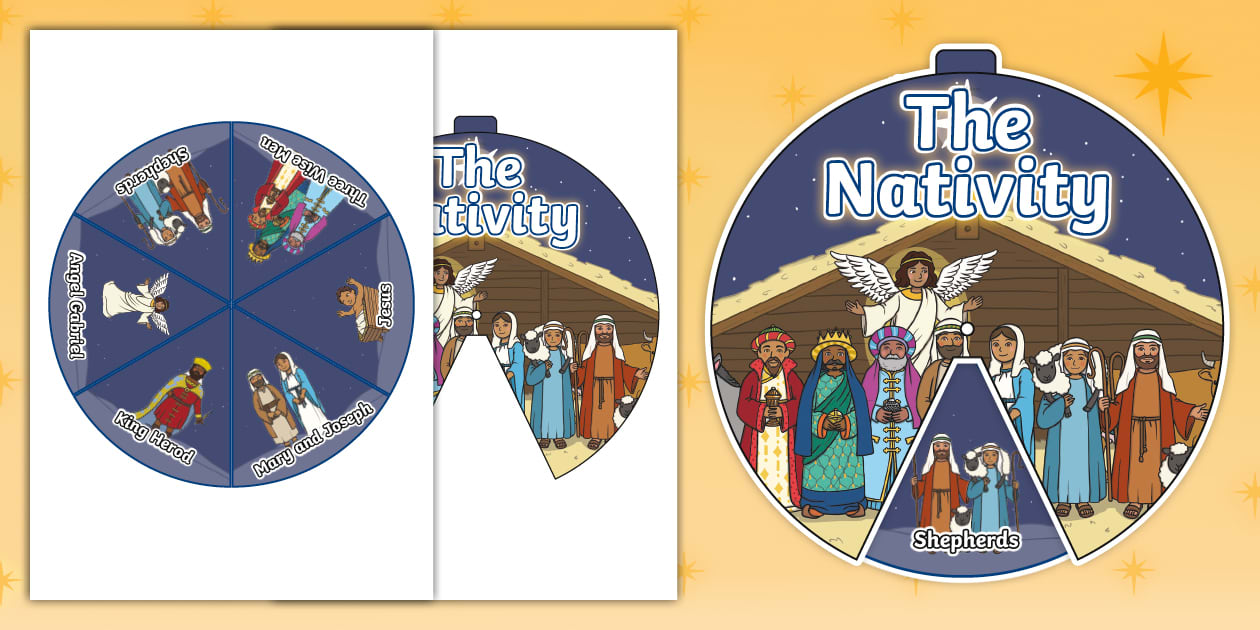 The Nativity Characters Spinning Wheel - Twinkl