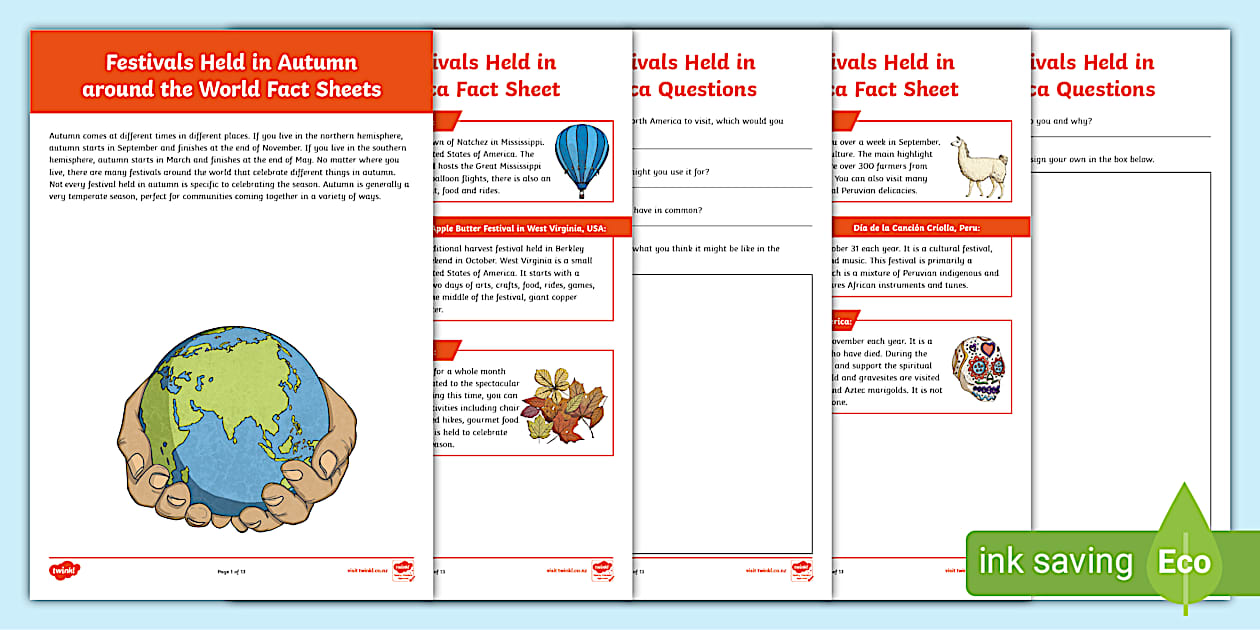Autumn Festivals around the World Fact Sheets (teacher made)
