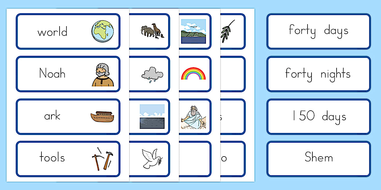 Noah's Ark Word Cards (Teacher-Made) - Twinkl