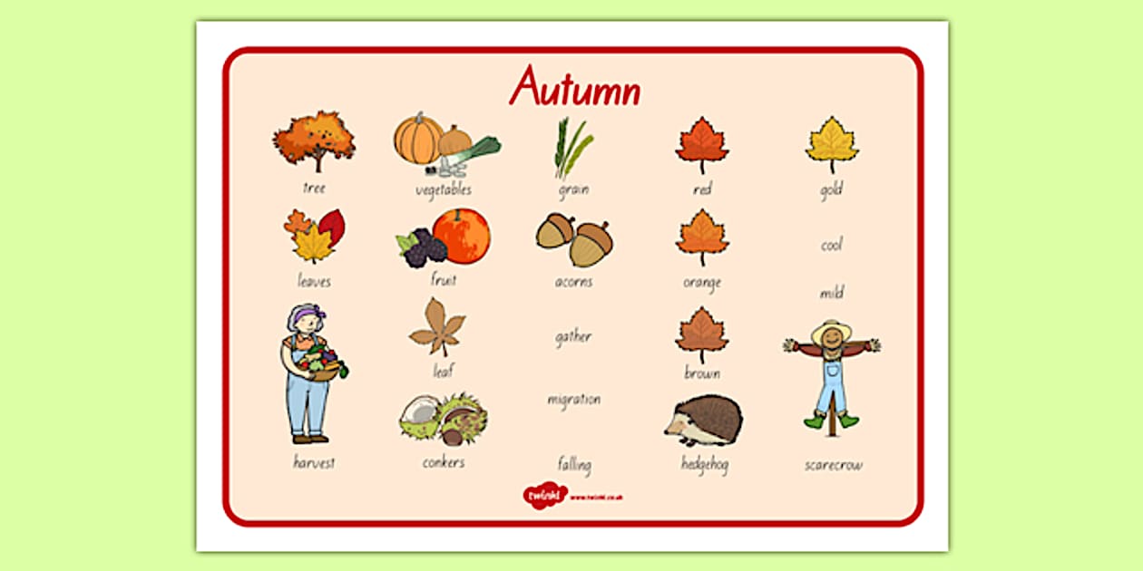 Editable Autumn Word Mat (Hecho por educadores) - Twinkl