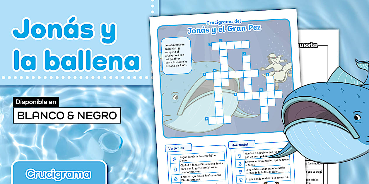 Crucigrama de Jonás y el gran pez | Recursos Twinkl