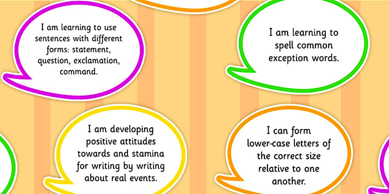 2014 National Curriculum Y2 English Writing Assessment I Can Speech Bubbles