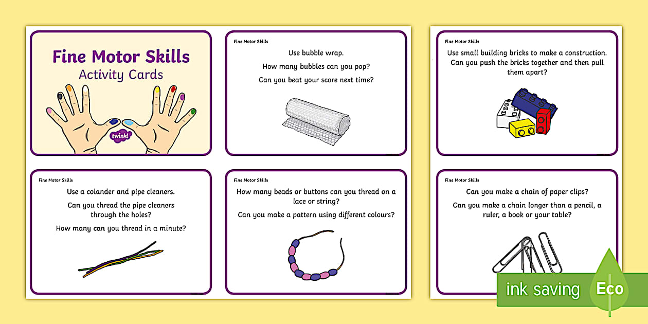 23 Fun Fine Motor Skills Activities Cards (For Ages 3-4)