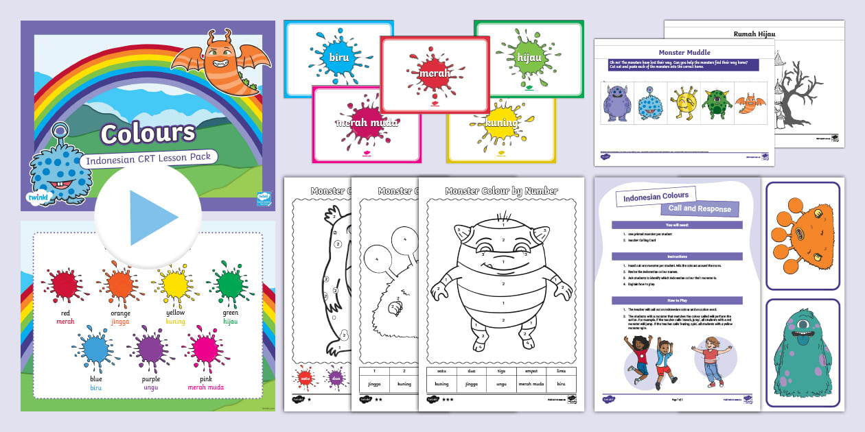 Colours - Indonesian CRT Lesson Pack (Teacher-Made) - Twinkl
