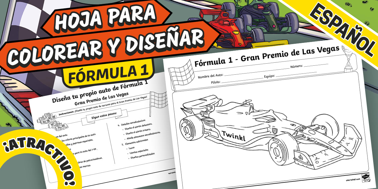 Hoja para colorear- Fórmula 1 - Gran Premio de Las Vegas