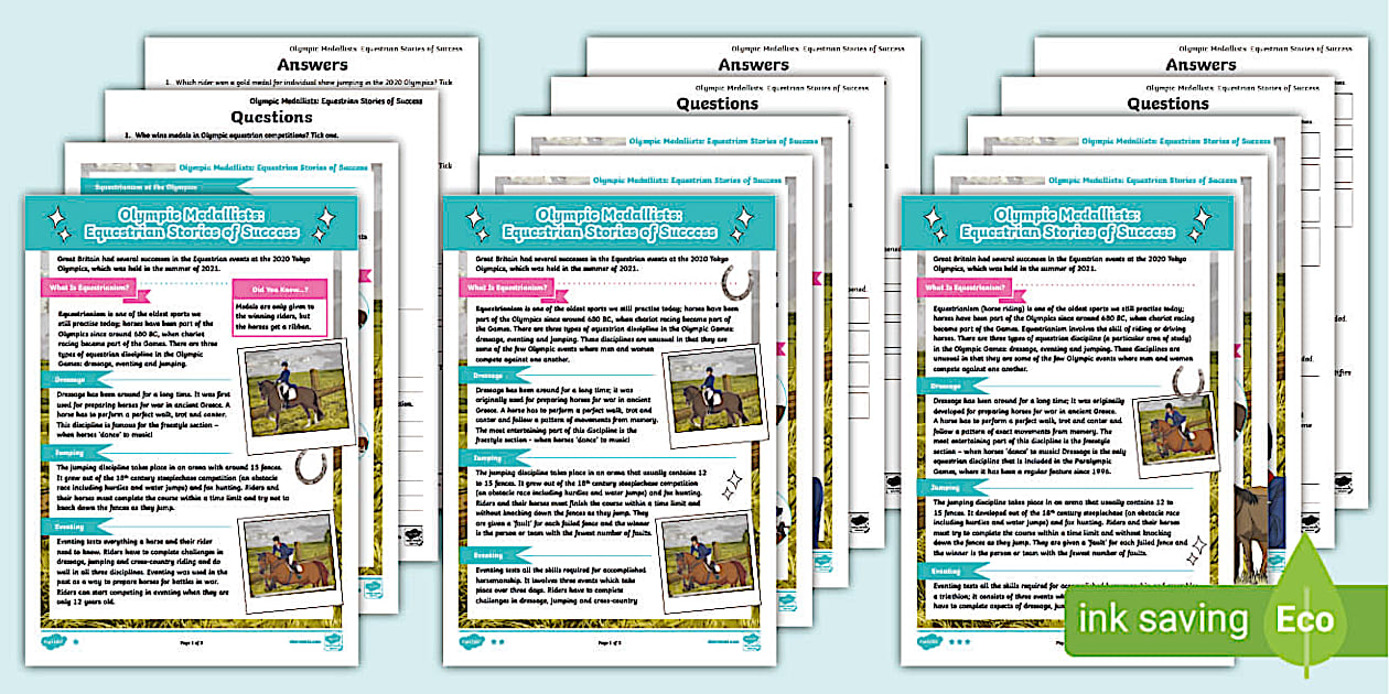 KS2 reading tasks about equestrian events at the Olympics.