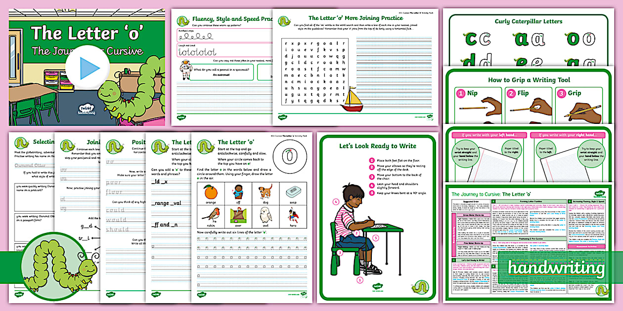 Cursive Letter 'O' Handwriting Practice - KS2 - Twinkl