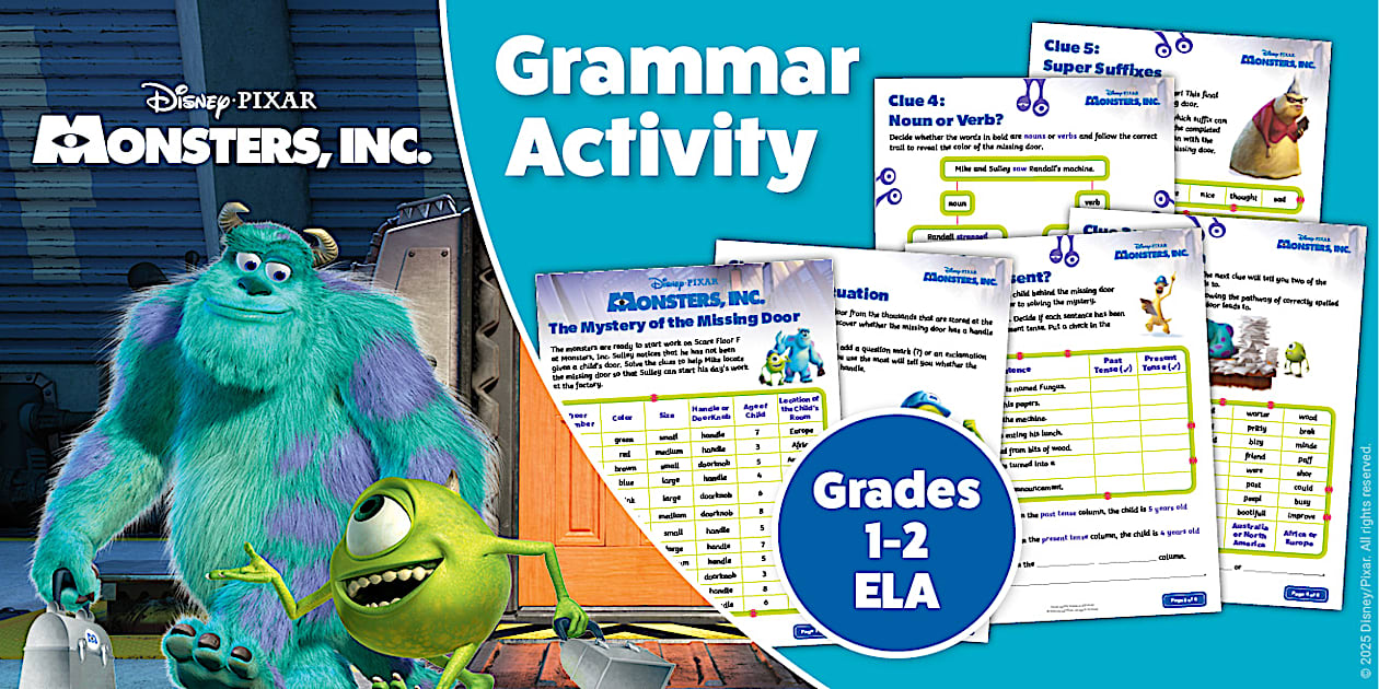 Monsters, Inc.: Grammar Mystery for 1st-2nd Grade