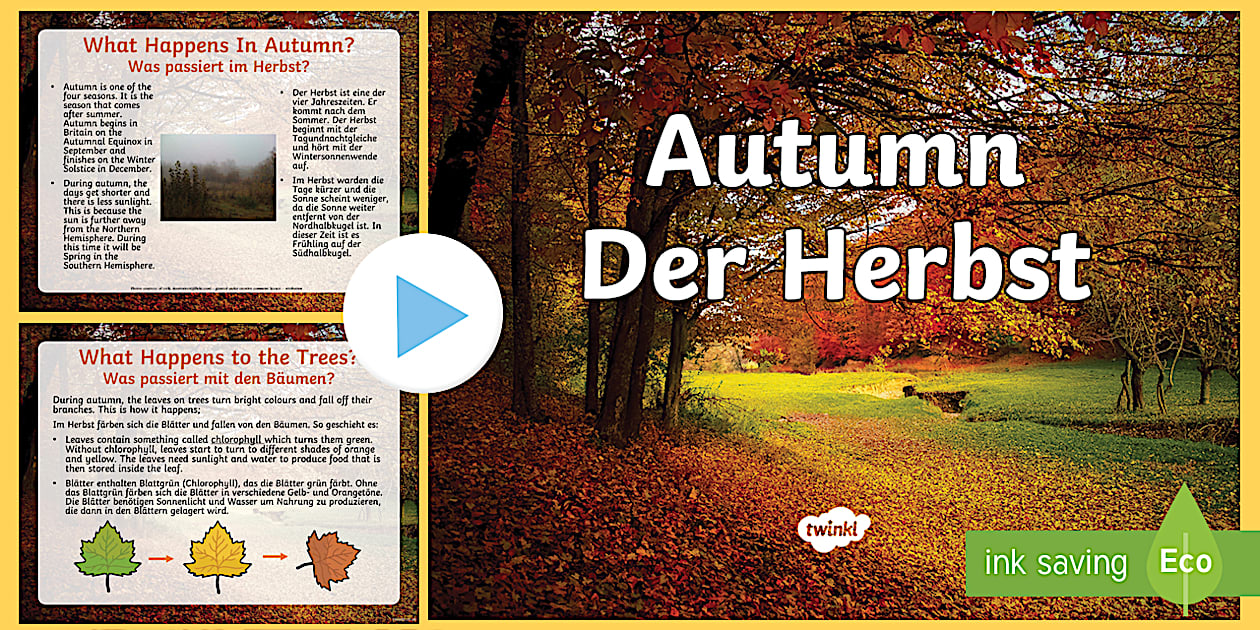 Autumn PowerPoint - English/German - EAL, German, Autumn PowerPoint